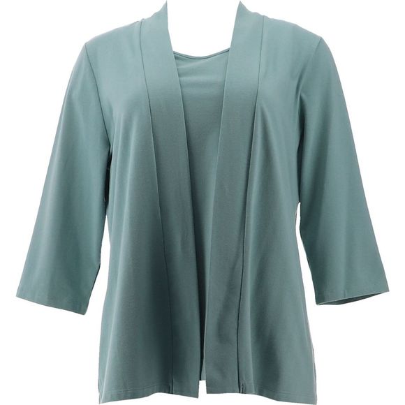 Denim&Co | Sweaters | Denim Co Essentials Open Front Cardigan Tank Set ...